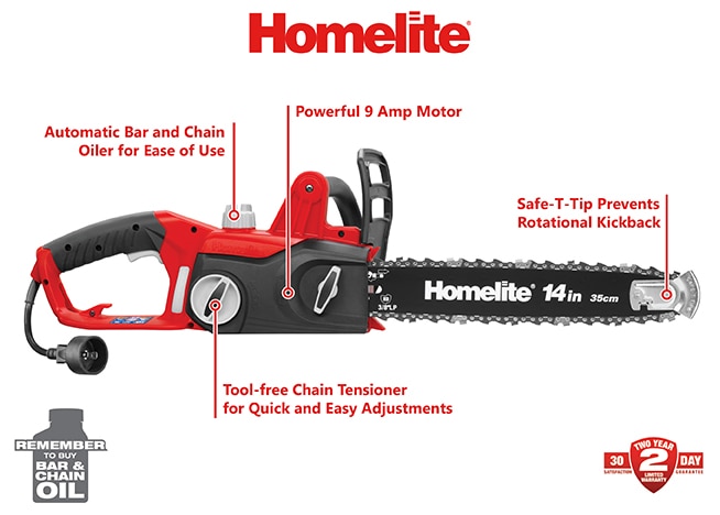 Homelite UT43104 14 in. 9 Amp Electric Chainsaw Discounttoday